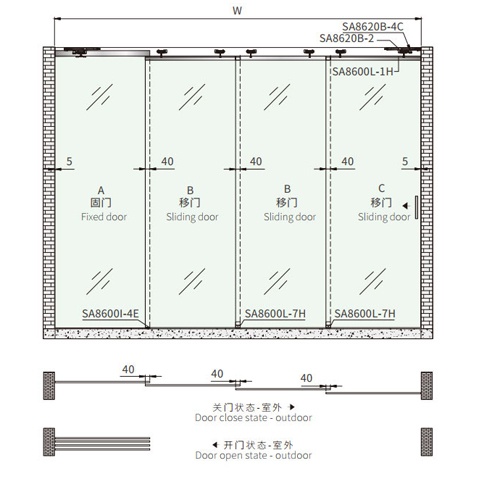 4 Synchronous Panel Sliding Glass Divider as Interior Partition in ...